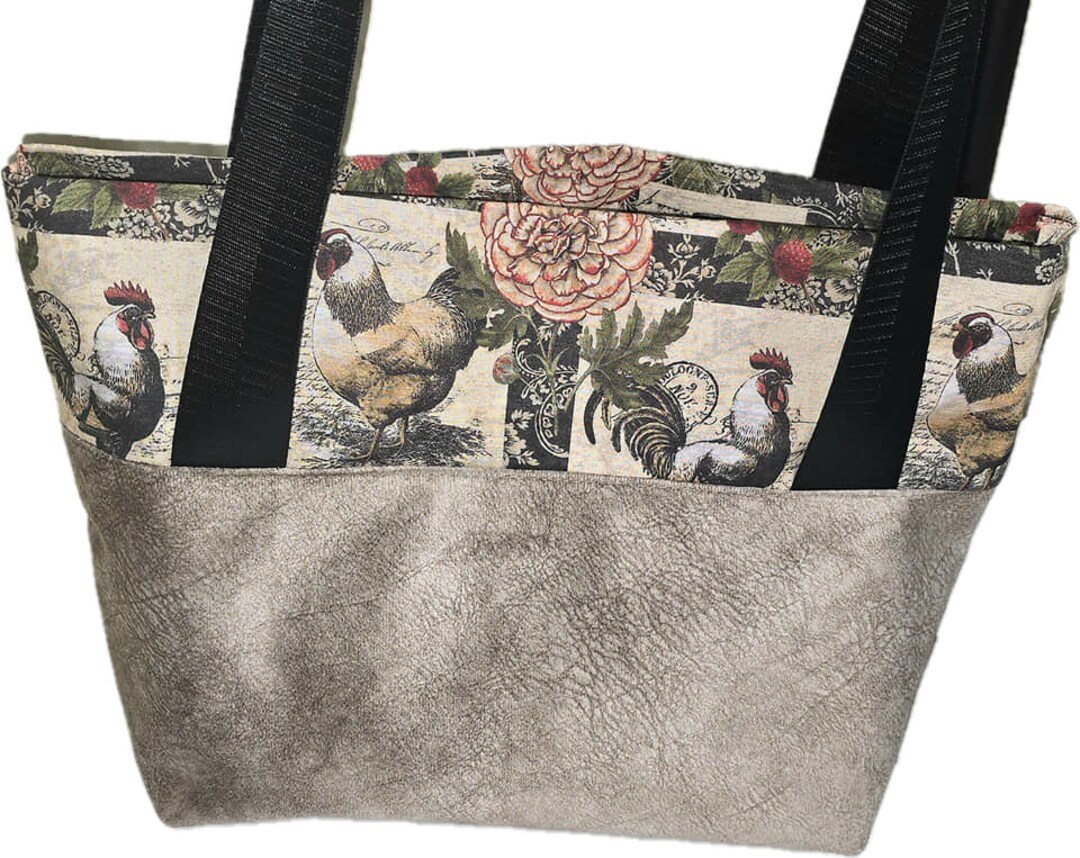 French Roosters Tote Bag | Lined | Box Style Bottom to Hold Shape - Etsy