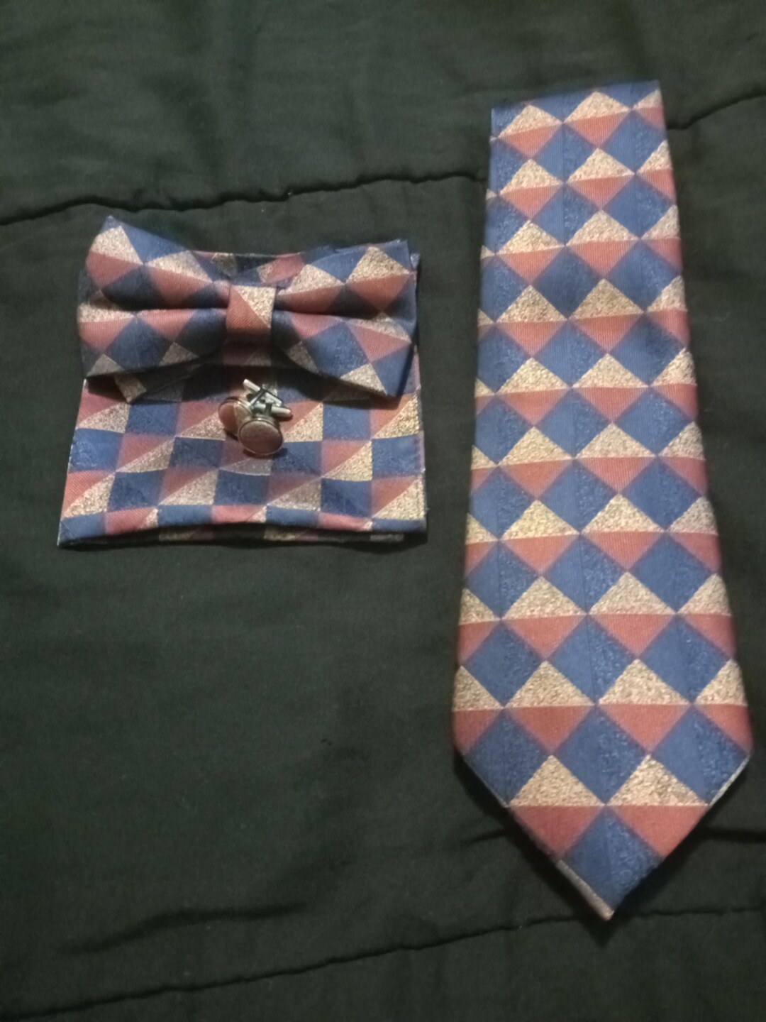 Diamond Pattern Necktie Set - Etsy