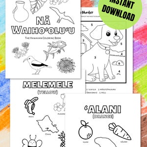 Hawaiian Printable Colors (waihoʻoluʻu) With Color by Numbers Pages ...