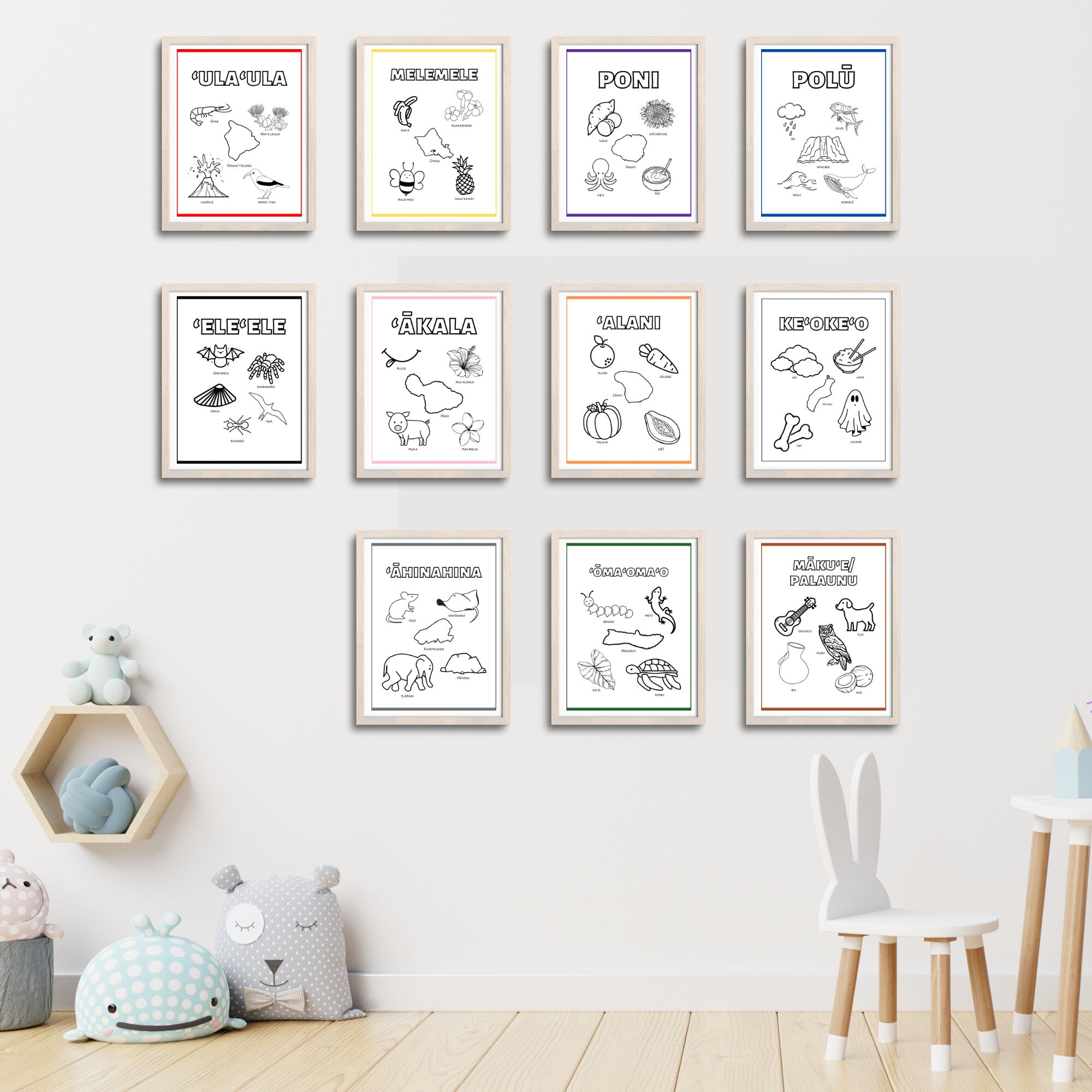 Hawaiian Printable Colors (waihoʻoluʻu) With Color by Numbers Pages ...