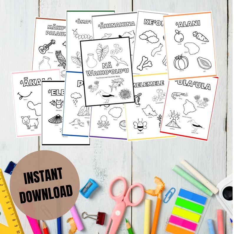 Hawaiian Printable Colors (waihoʻoluʻu) With Color by Numbers Pages ...