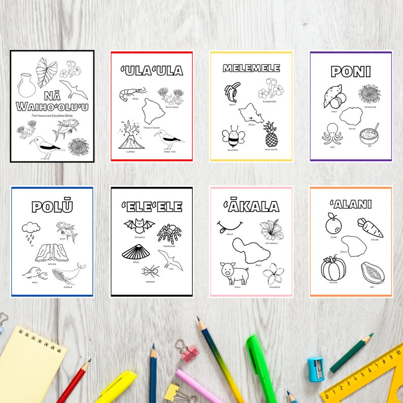 Hawaiian Printable Colors (waihoʻoluʻu) With Color by Numbers Pages ...