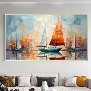 Abstract Nautical Oil Painting on Canvas Large Wall Art - Etsy
