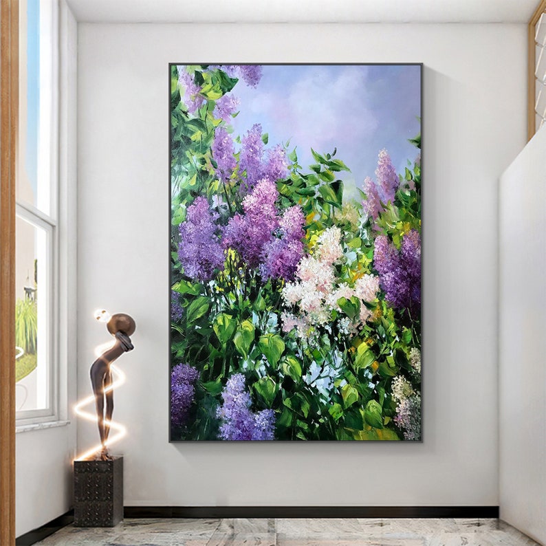 Abstract Lilac Flower Oil Painting on Canvas Large Original - Etsy