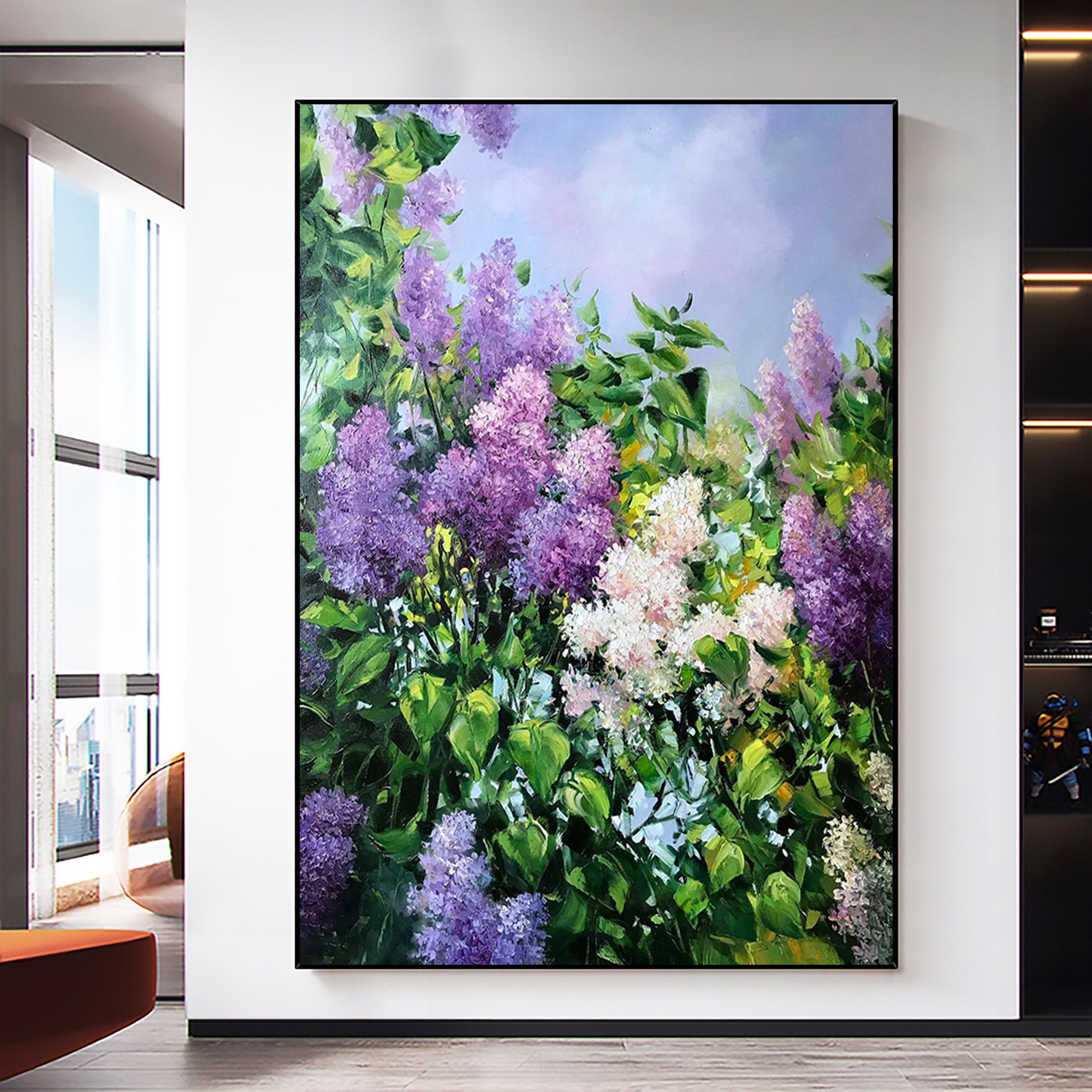 Abstract Lilac Flower Oil Painting on Canvas Large Original - Etsy
