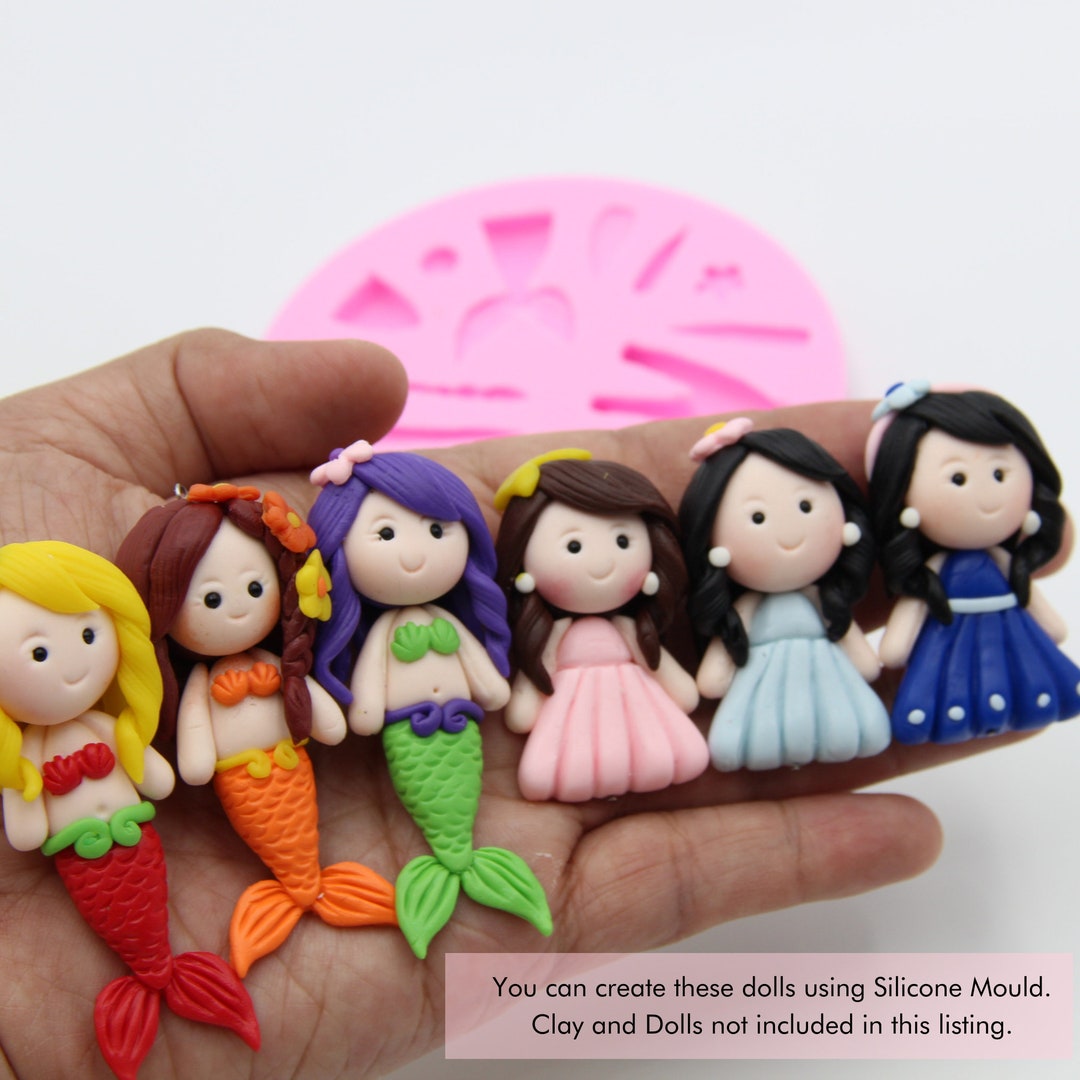 Princess Mermaid Silicone Mould for Polymer Clay and Air Dry Clay Art ...