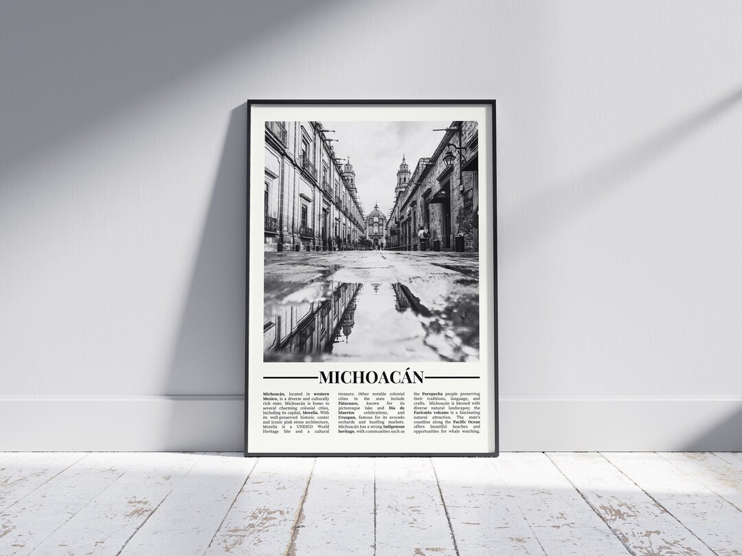Michoacan Black and White Poster, Michoacan Print, Michoacan Wall Art ...