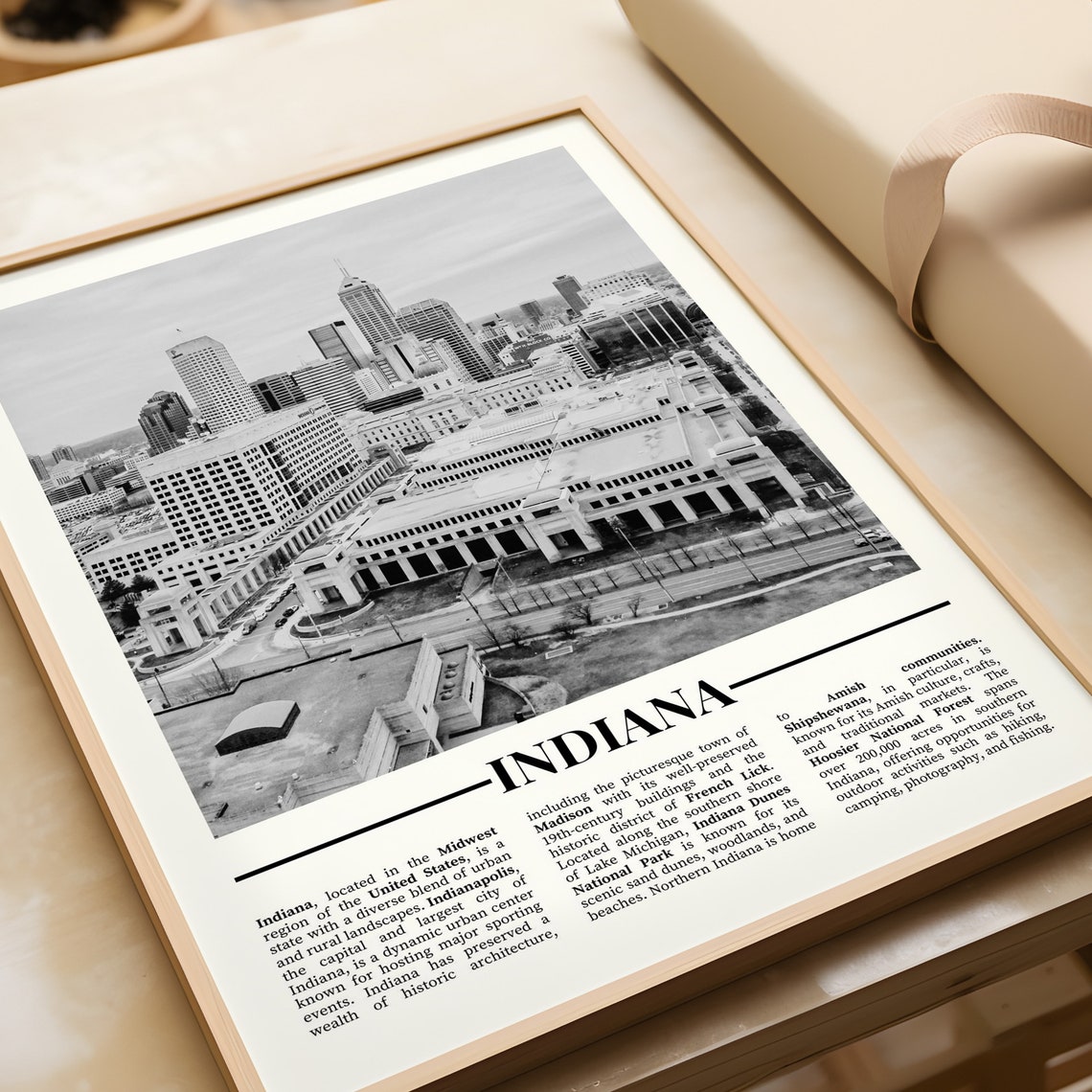 Indiana Black and White Poster, Indiana Print, Indiana Wall Art ...
