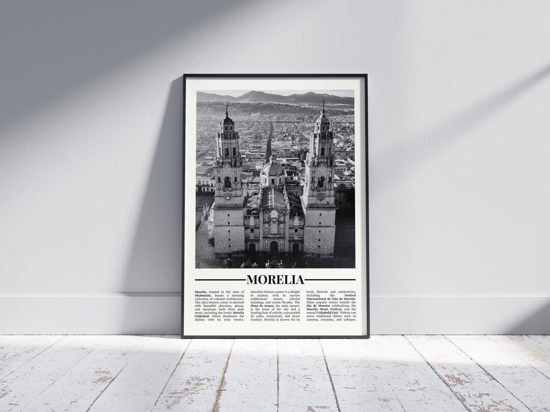 Morelia Black and White Poster, Morelia Print, Morelia Wall Art ...