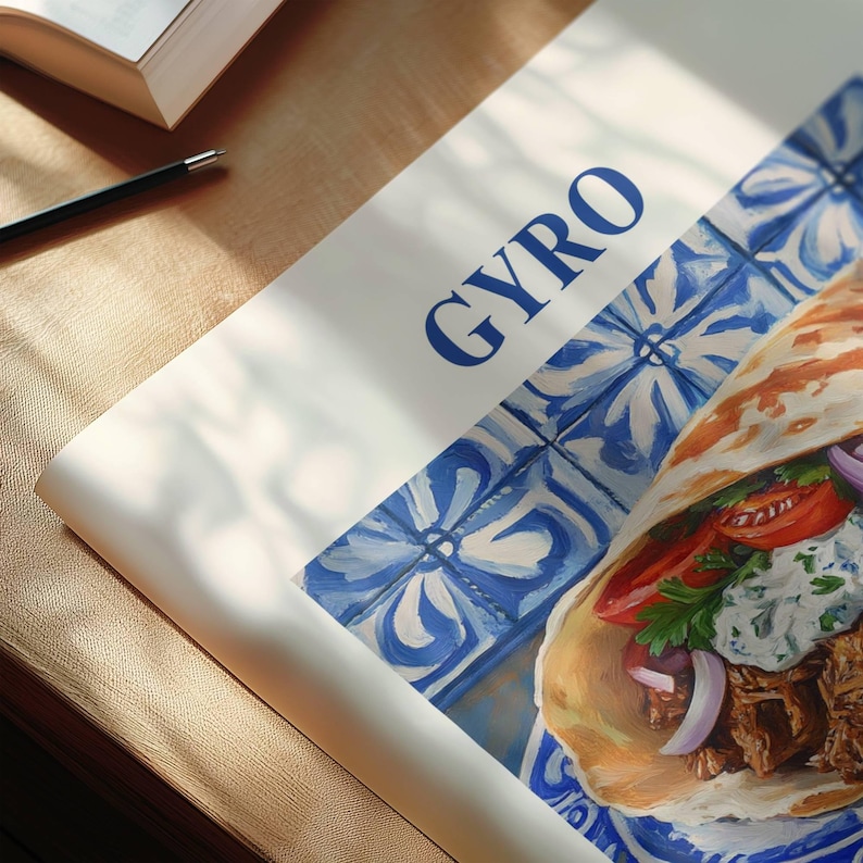 Gyro Poster, Traditional Greek Food Wall Art, Kitchen & Café Decor ...