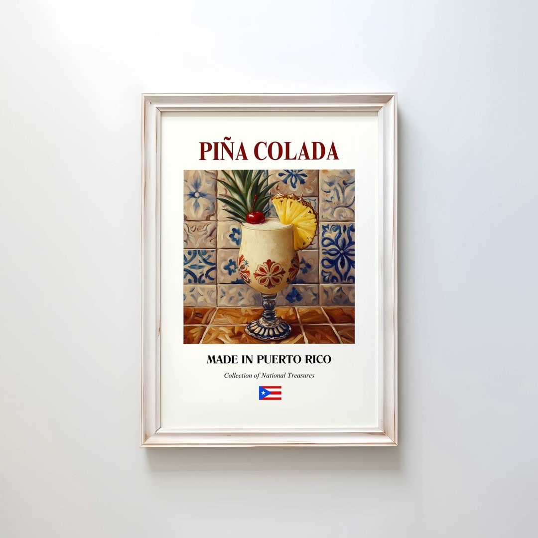 Pina Colada Poster, Traditional Puerto Rican Drink Wall Art, Kitchen ...