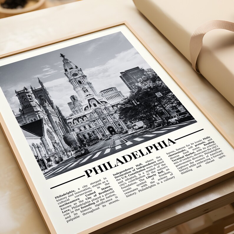 Philadelphia Black and White Poster, Philadelphia Print, Philadelphia ...