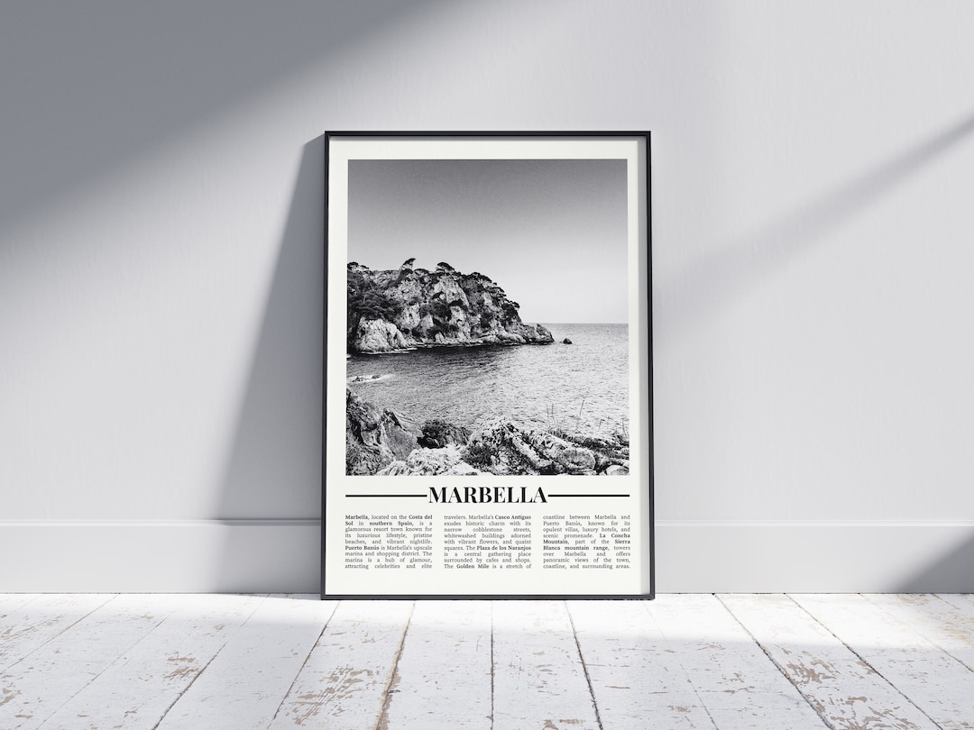Marbella Black and White Poster, Marbella Print, Marbella Wall Art ...