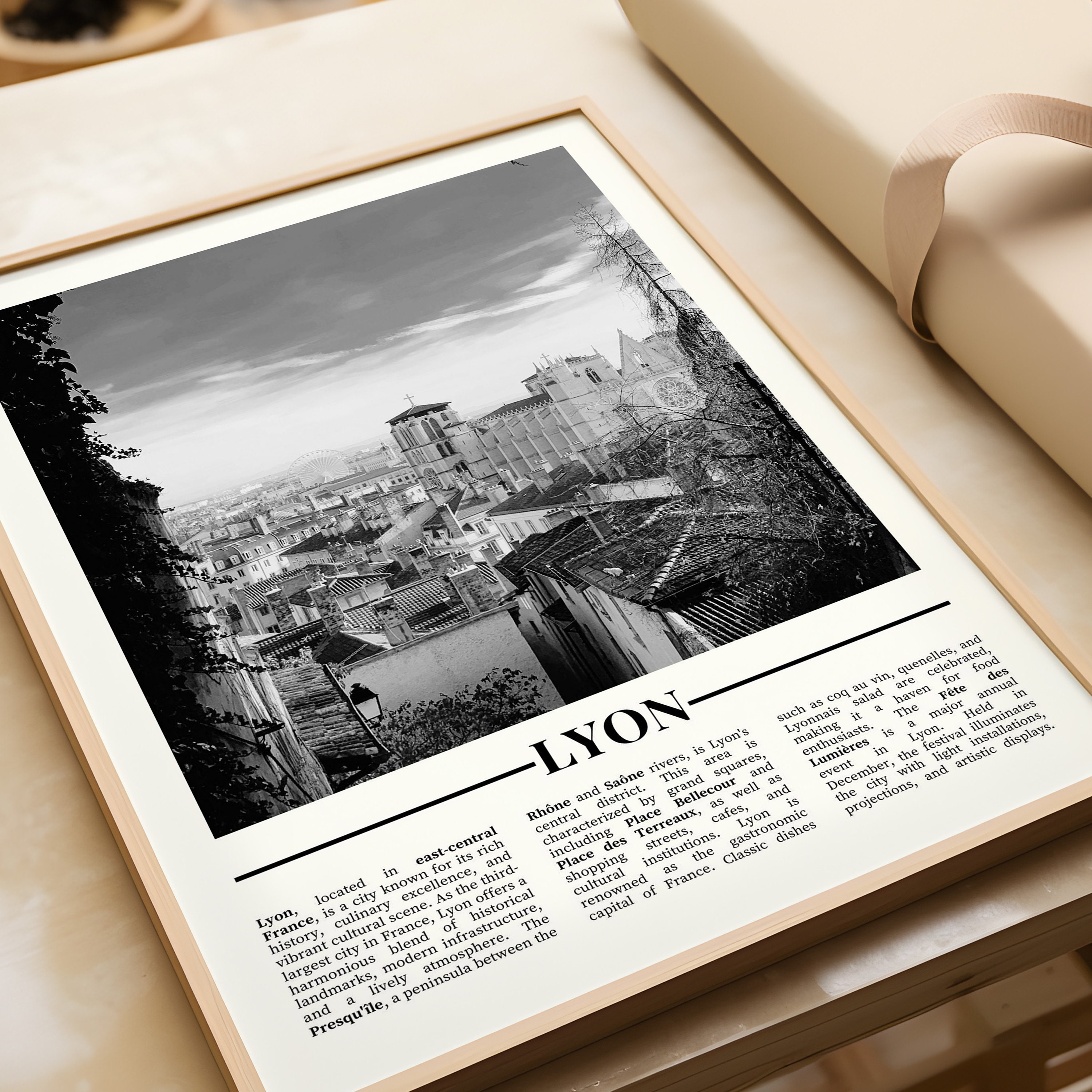 Lyon Black and White Poster, Lyon Print, Lyon Wall Art, Lyon Gift, Lyon ...