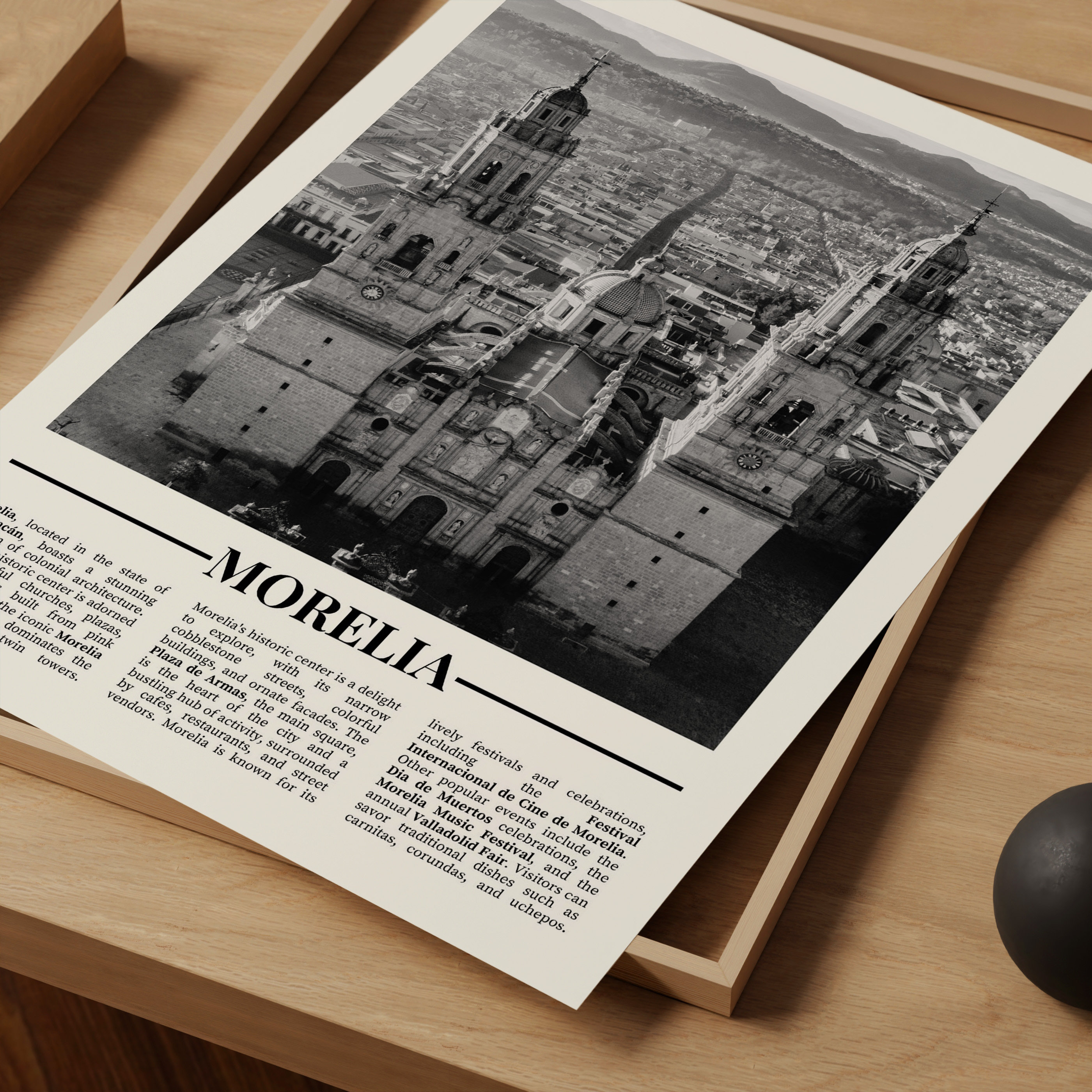 Morelia Black and White Poster, Morelia Print, Morelia Wall Art ...