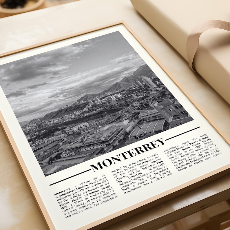 Monterrey Black and White Poster, Monterrey Print, Monterrey Wall Art ...