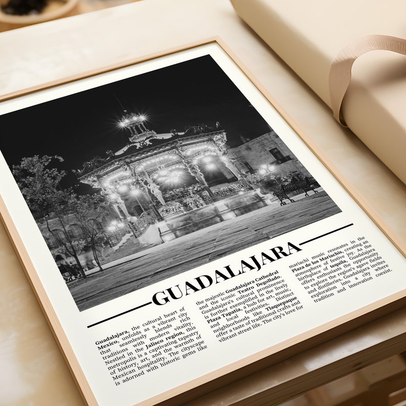 Guadalajara Black and White Poster, Guadalajara Print, Guadalajara Wall ...