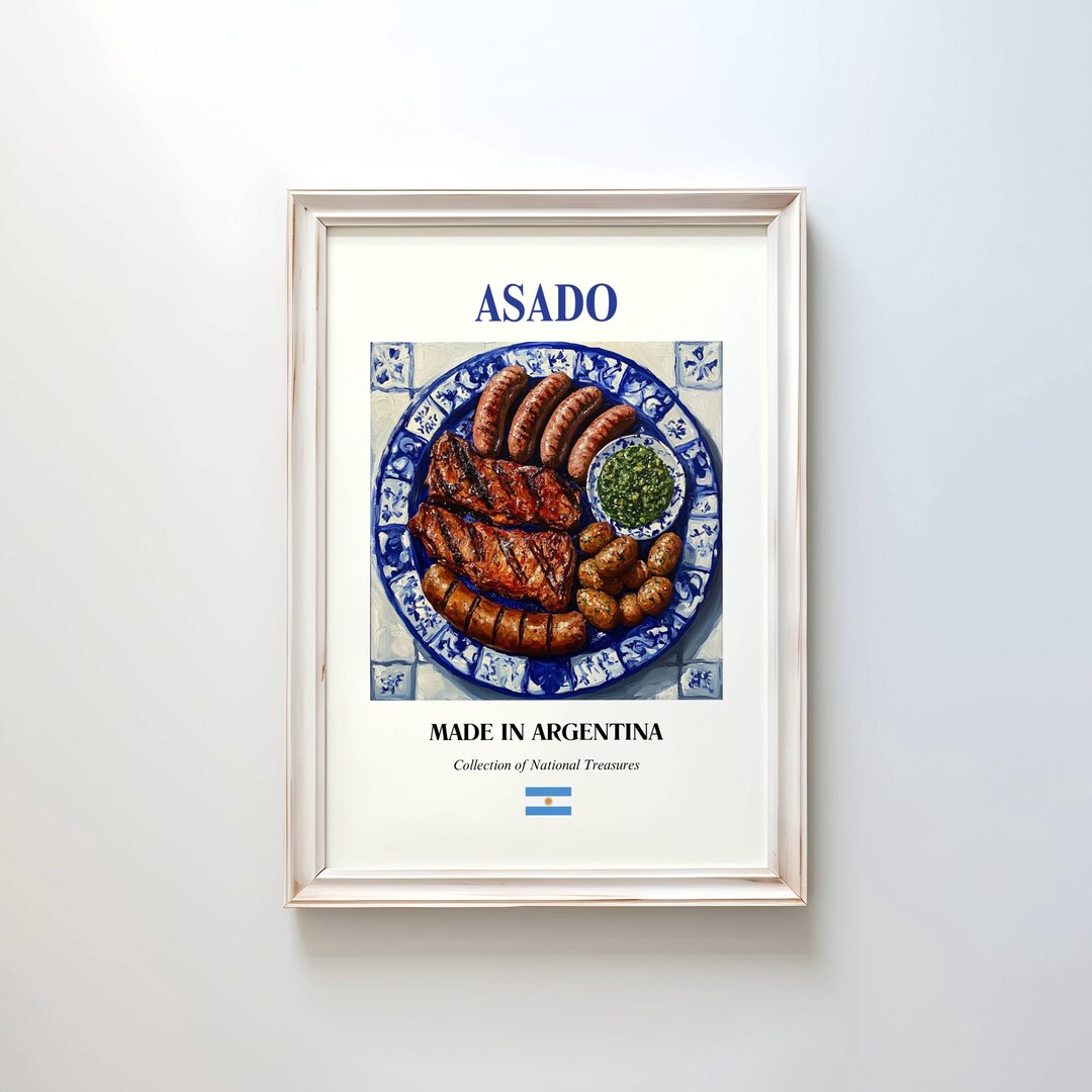 Asado Argentino Poster, Traditional Argentinian Food Wall Art, Kitchen ...