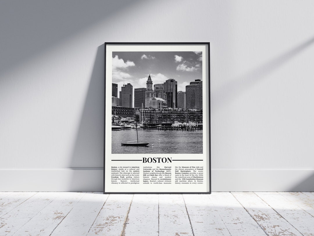Boston Black and White Poster, Boston Print, Boston Wall Art, Boston ...