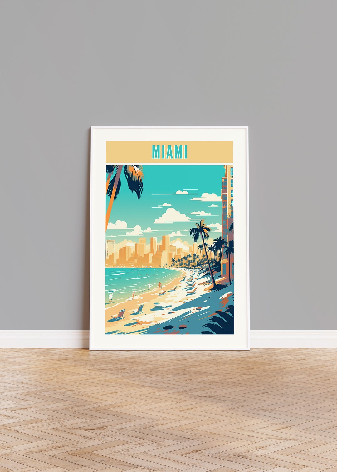 Miami Travel Poster, Miami Print, Miami Wall Art, Miami Artwork, Miami ...