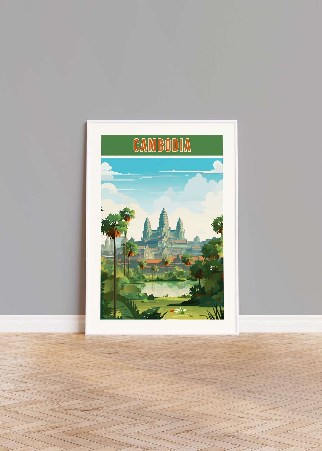 Cambodia Travel Poster, Cambodia Print, Cambodia Wall Art, Cambodia ...