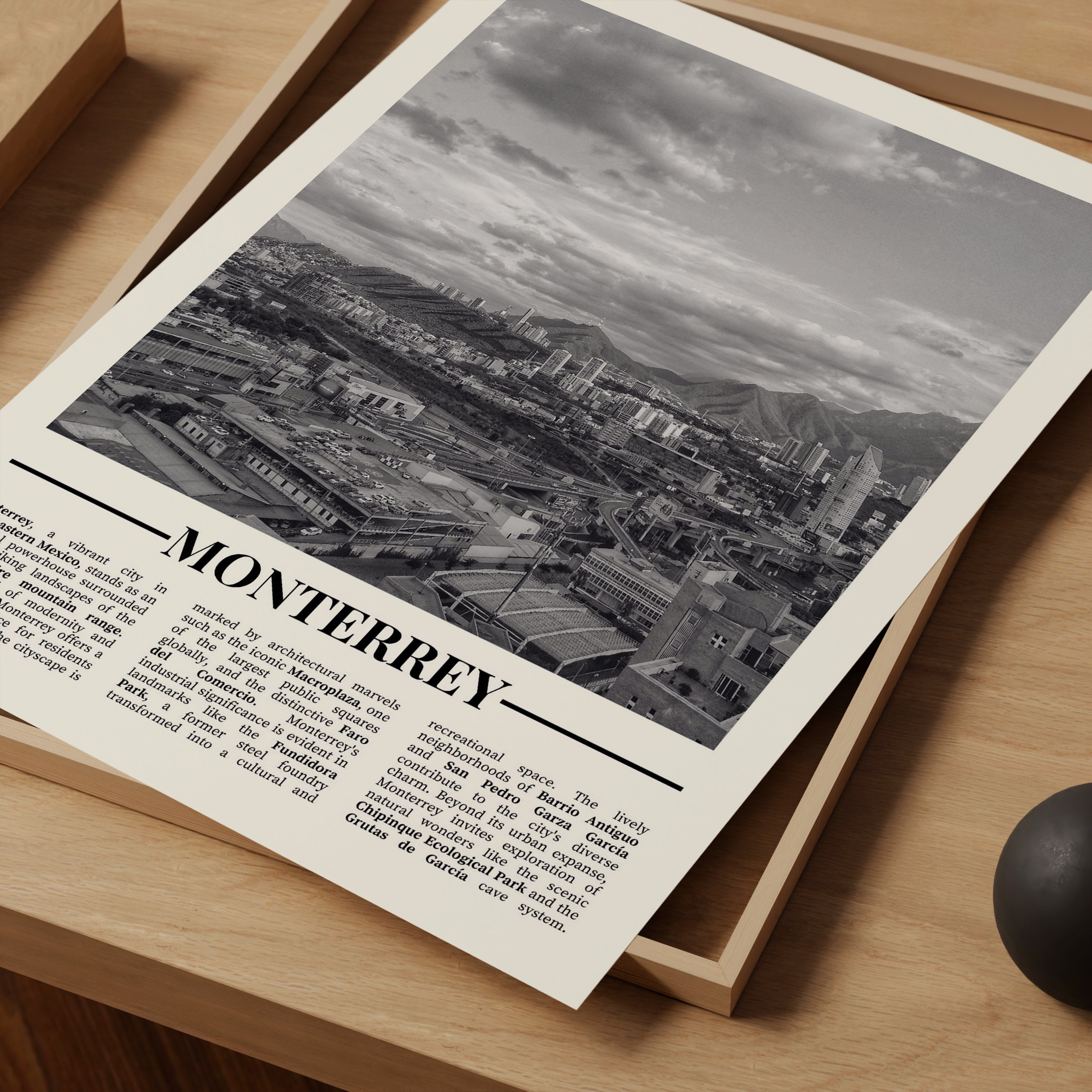 Monterrey Black and White Poster, Monterrey Print, Monterrey Wall Art ...