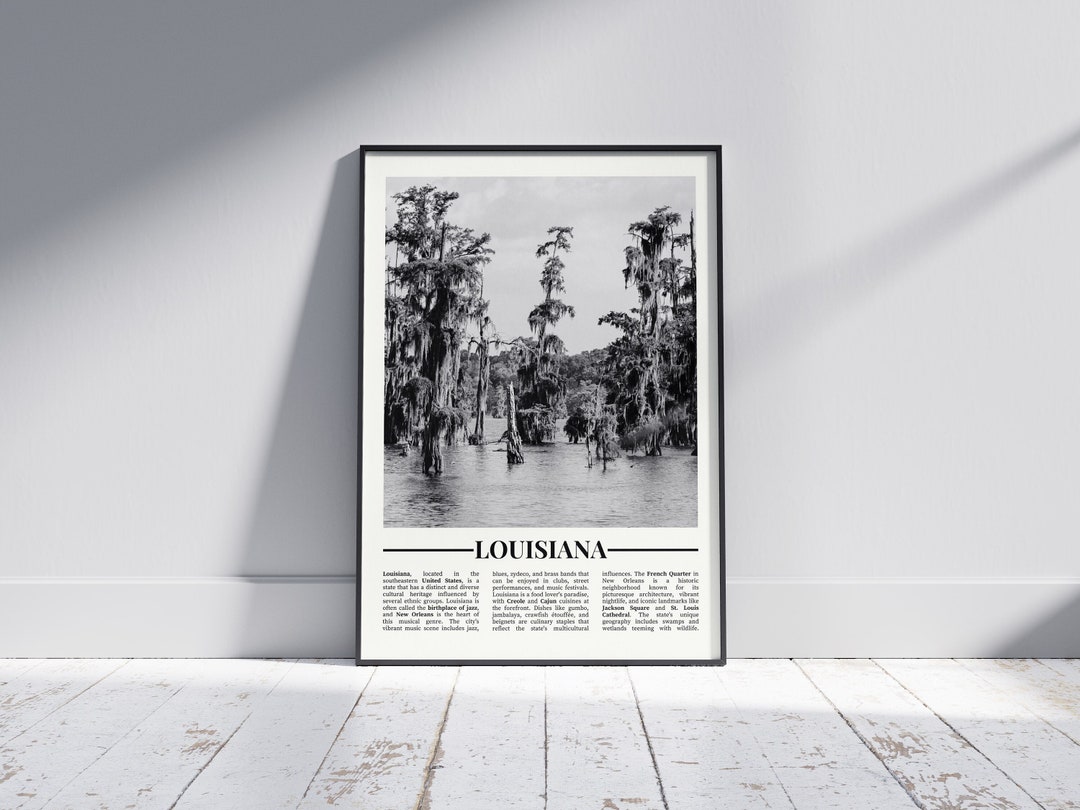 Louisiana Black and White Poster, Louisiana Print, Louisiana Wall Art ...
