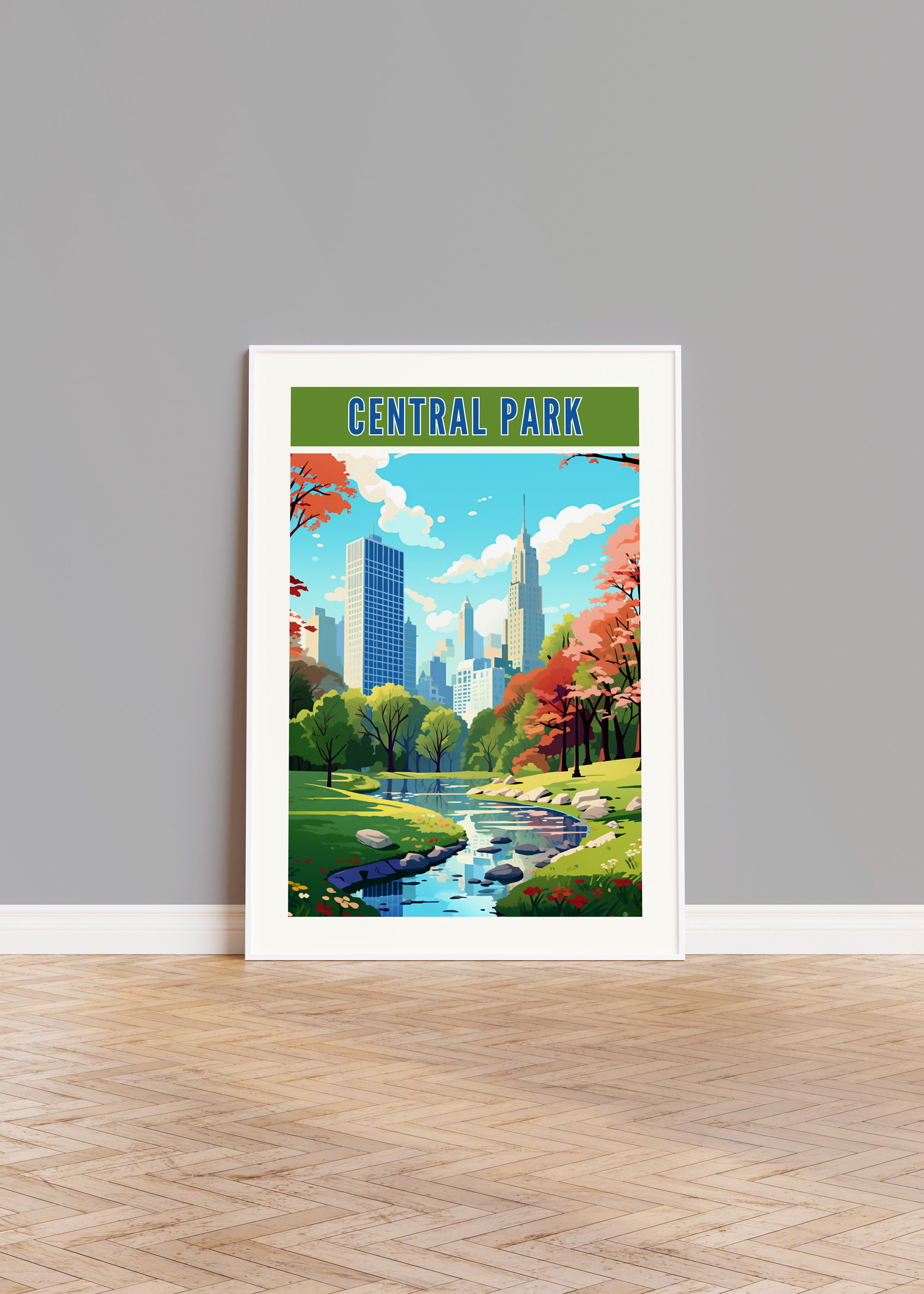 Central Park Travel Poster, Central Park Print, Central Park Wall Art ...