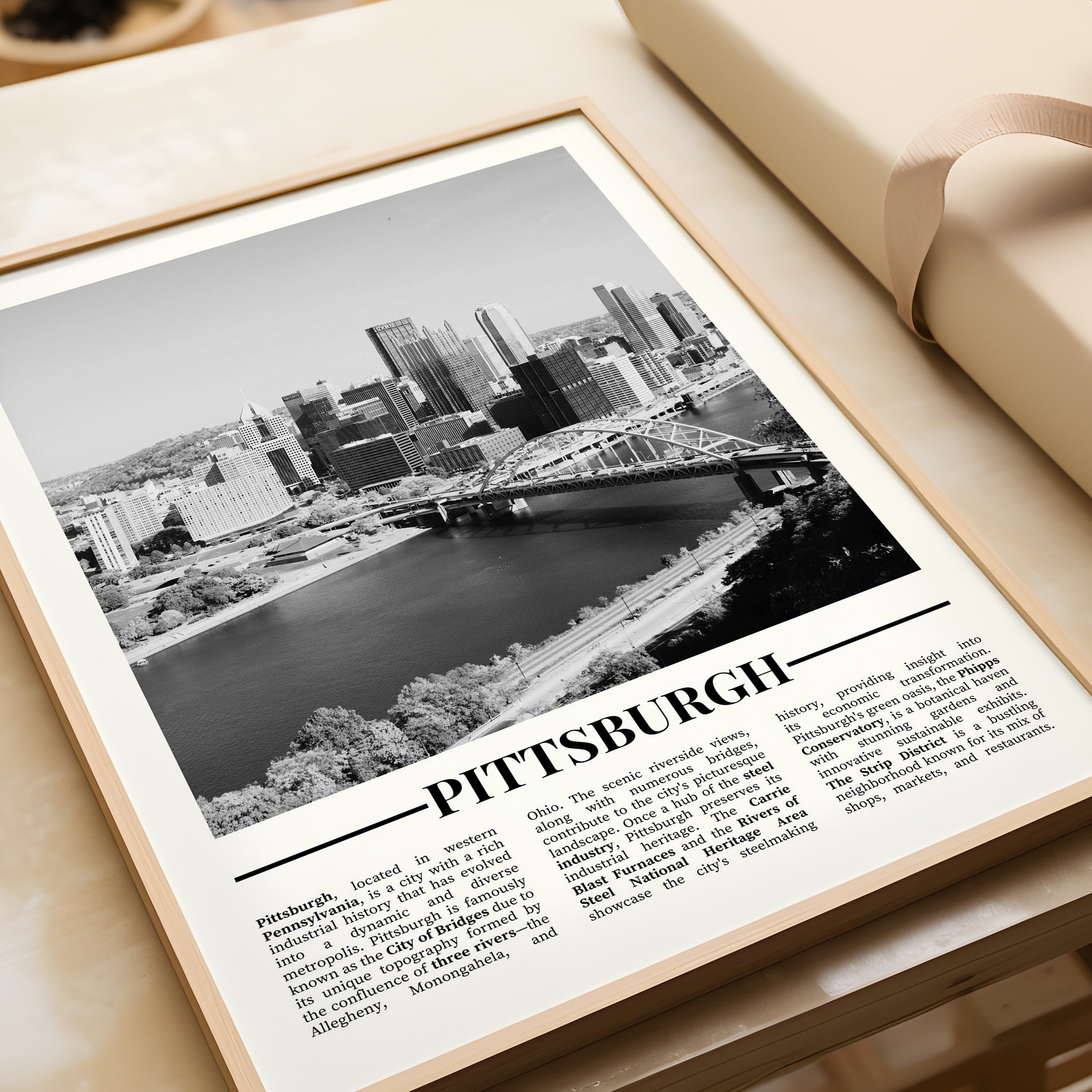 Pittsburgh Black and White Poster, Pittsburgh Print, Pittsburgh Wall ...