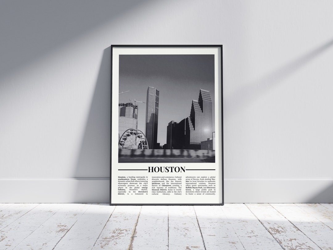 Houston Black and White Poster, Houston Print, Houston Wall Art ...