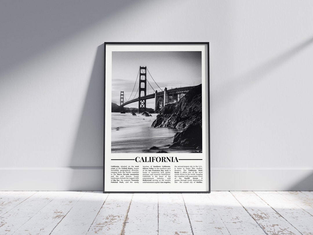 California Black and White Poster, California Print, California Wall ...