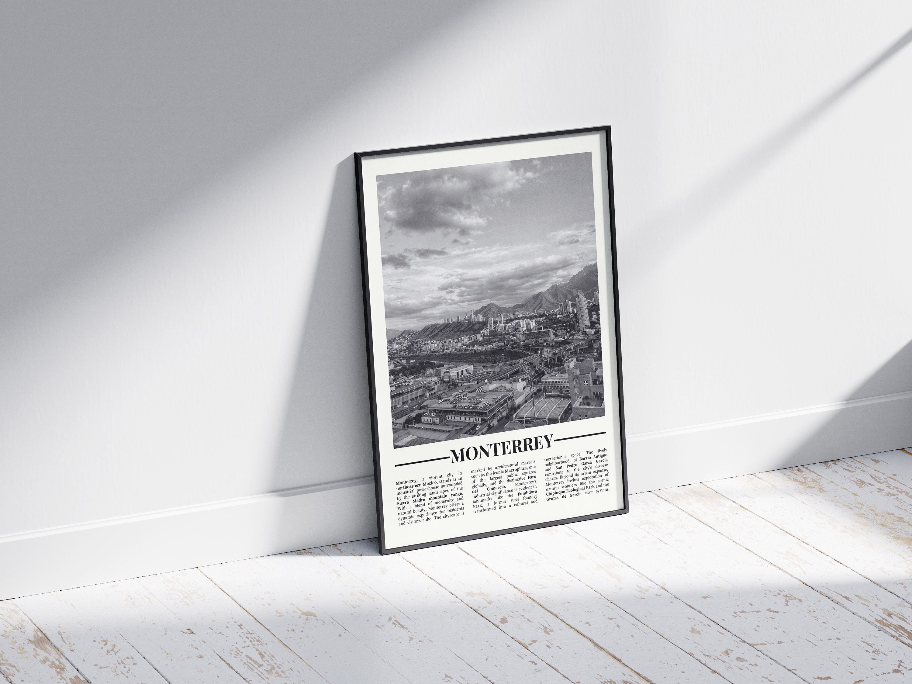 Monterrey Black and White Poster, Monterrey Print, Monterrey Wall Art ...