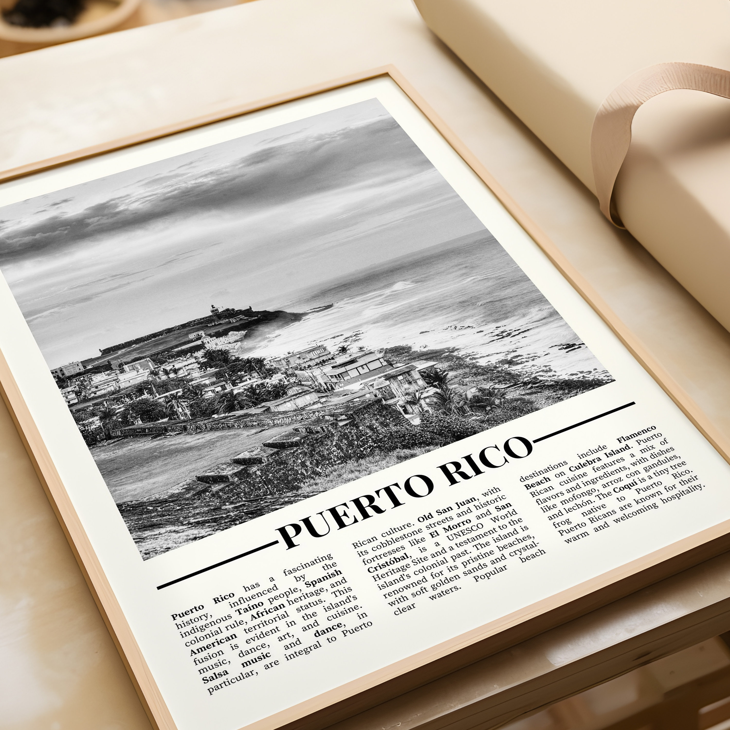 Puerto Rico Black and White Poster, Puerto Rico Print, Puerto Rico Wall ...