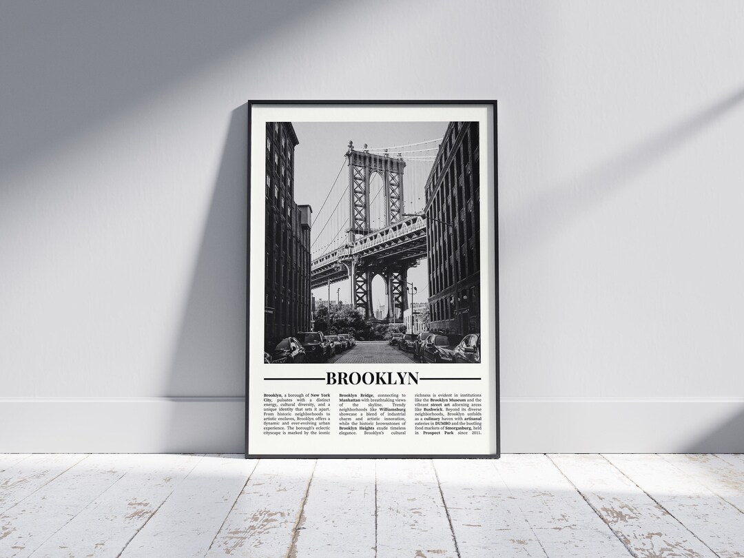 Brooklyn Black and White Poster, Brooklyn Print, Brooklyn Wall Art ...