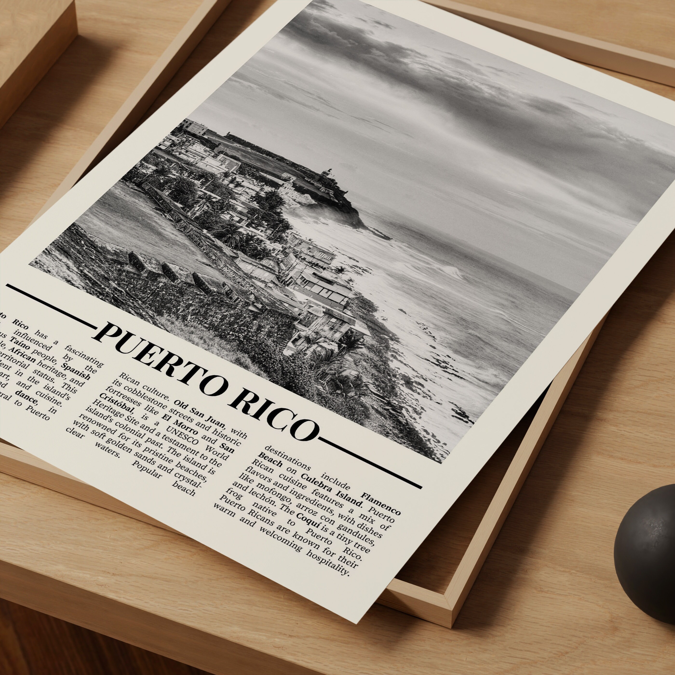 Puerto Rico Black and White Poster, Puerto Rico Print, Puerto Rico Wall ...