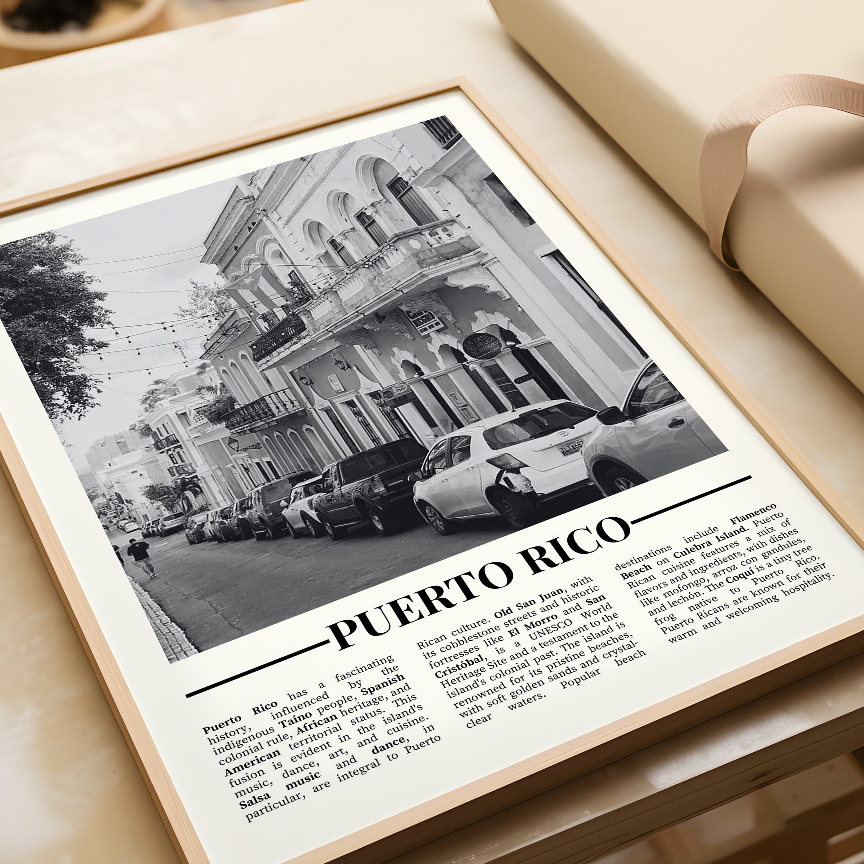 Puerto Rico Black and White Poster, Puerto Rico Print, Puerto Rico Wall ...