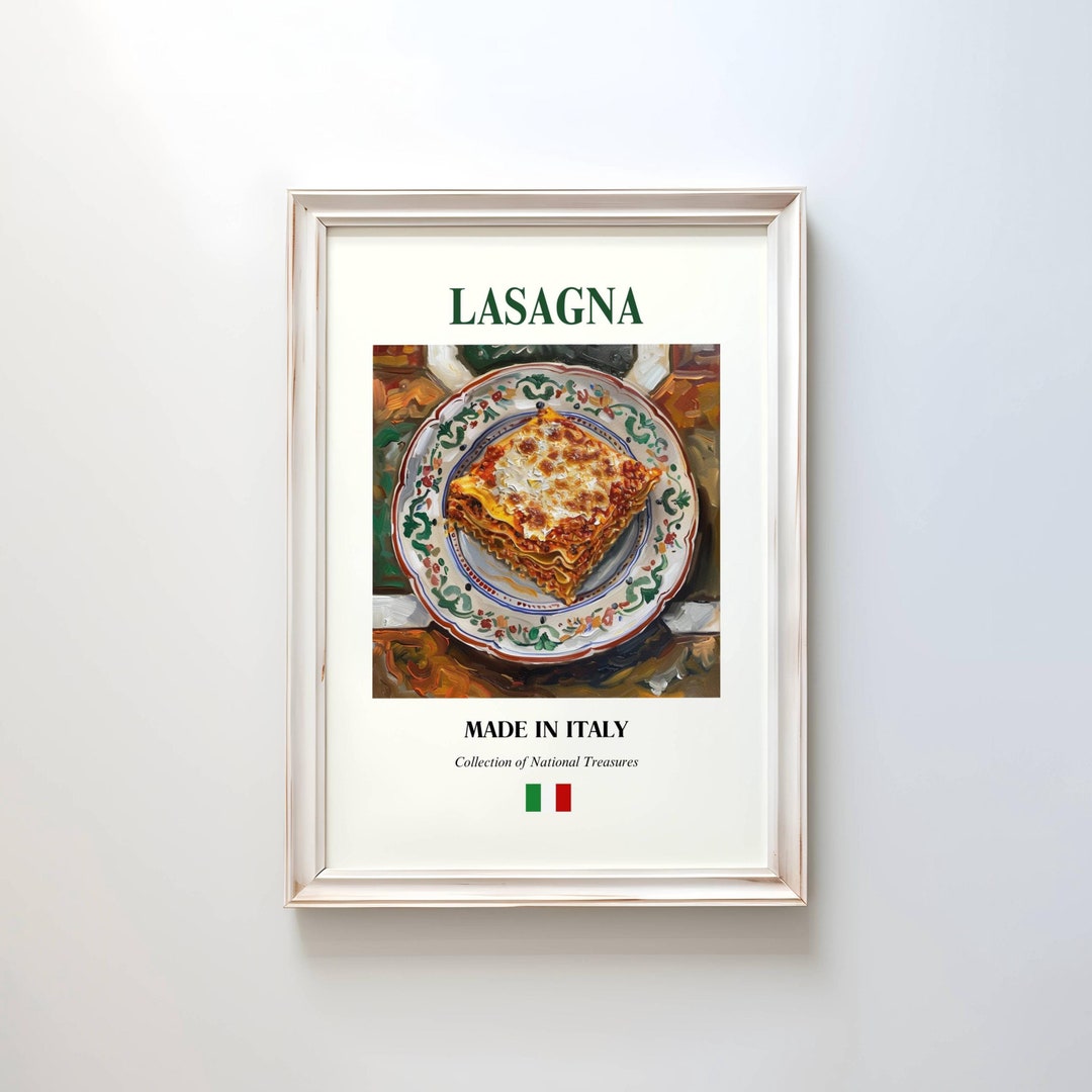 Lasagna Poster, Traditional Italian Food Wall Art, Kitchen & Café Decor ...