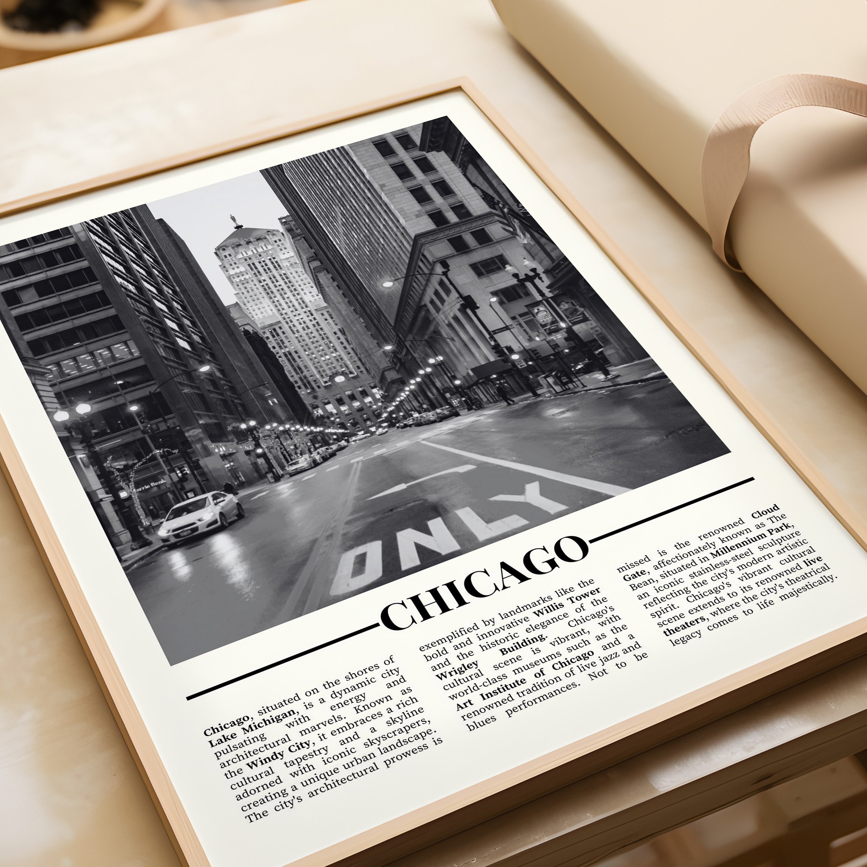 Chicago Black and White Poster, Chicago Print, Chicago Wall Art ...