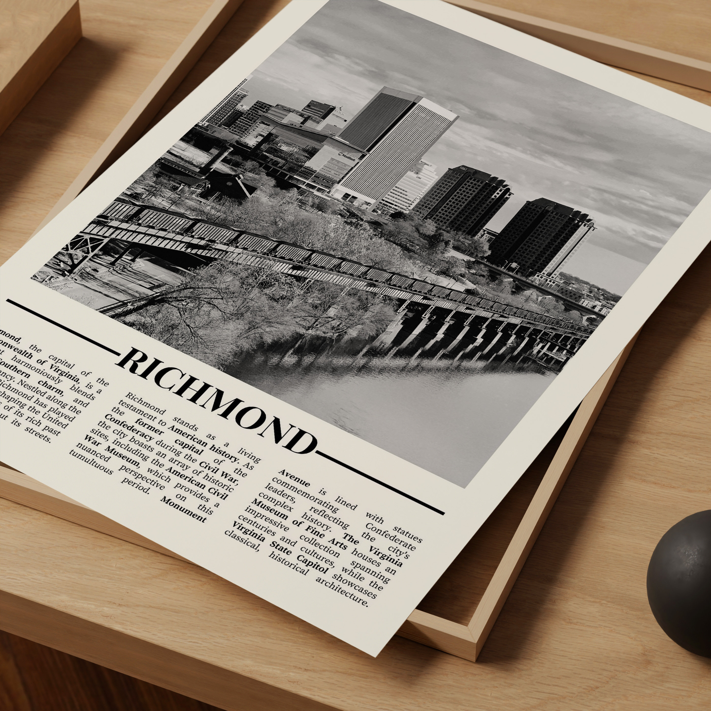 Richmond Black and White Poster, Richmond Print, Richmond Wall Art, Richmond Gift, Richmond ...