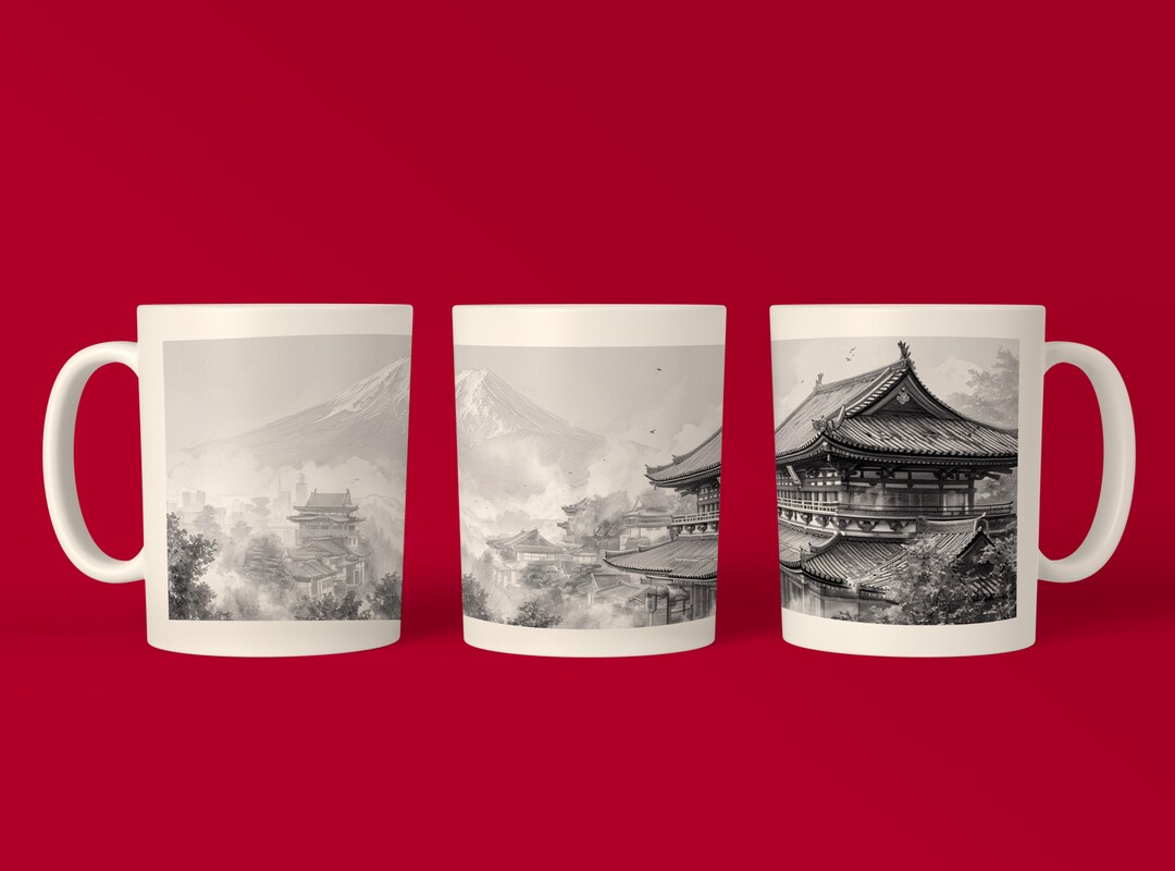 Japan Mug, Japan Gift, Japan Coffee Mug, Japan Artwork, Fuji Mountain ...