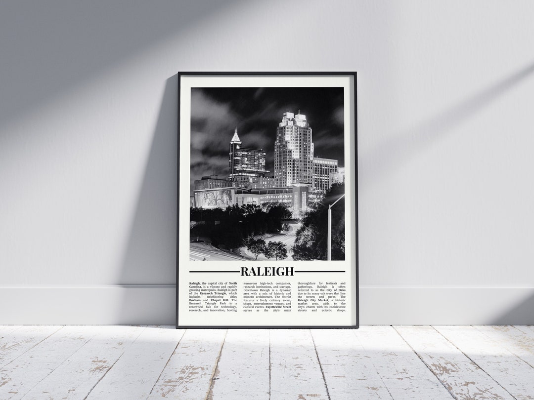 Raleigh Black and White Poster, Raleigh Print, Raleigh Wall Art ...