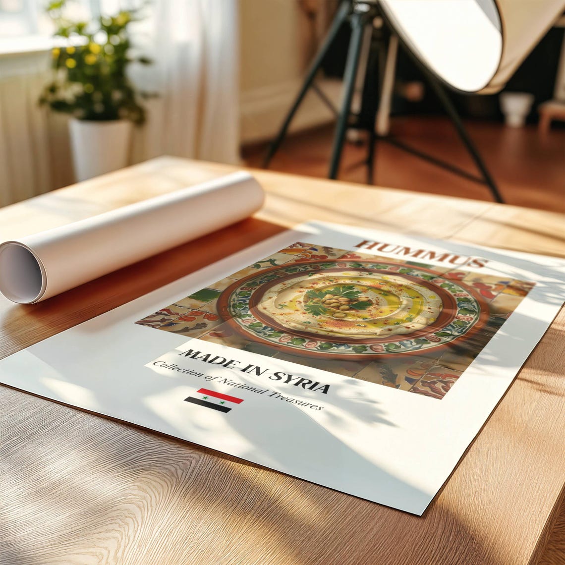 Hummus Poster, Traditional Syrian Food Wall Art, Kitchen & Café Decor ...