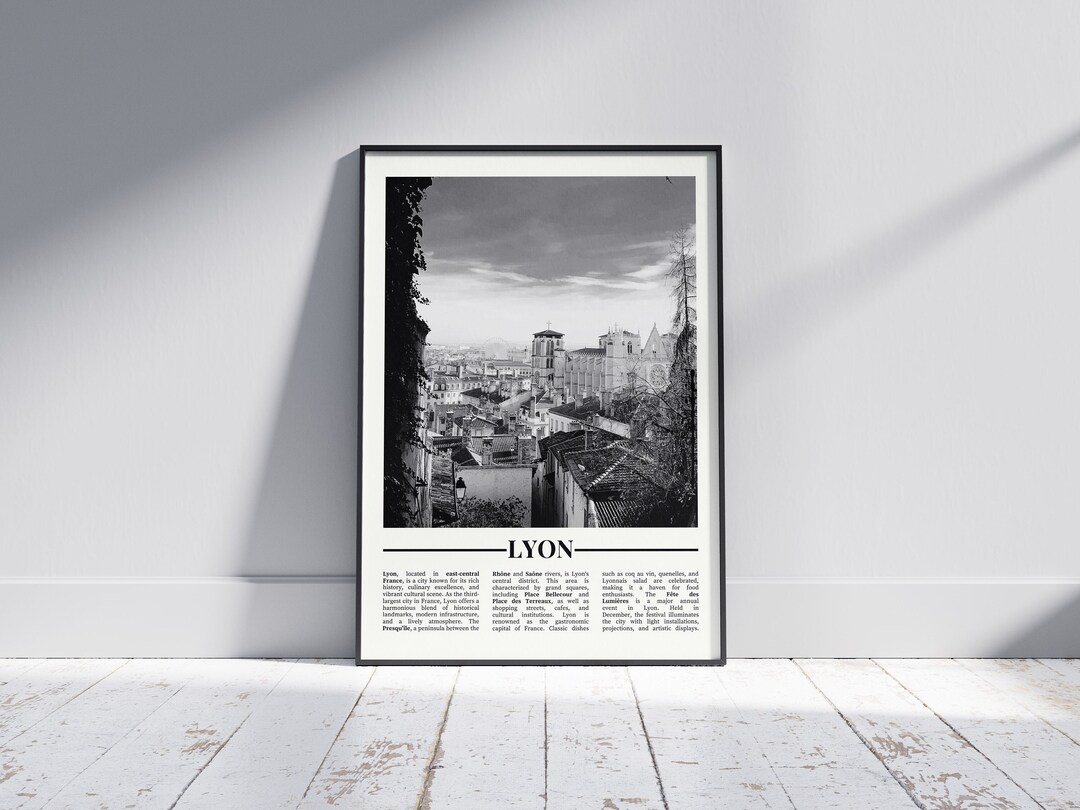 Lyon Black and White Poster, Lyon Print, Lyon Wall Art, Lyon Gift, Lyon ...