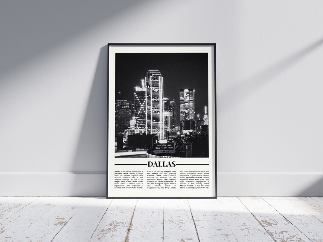 Dallas Black and White Poster, Dallas Print, Dallas Wall Art, Dallas ...
