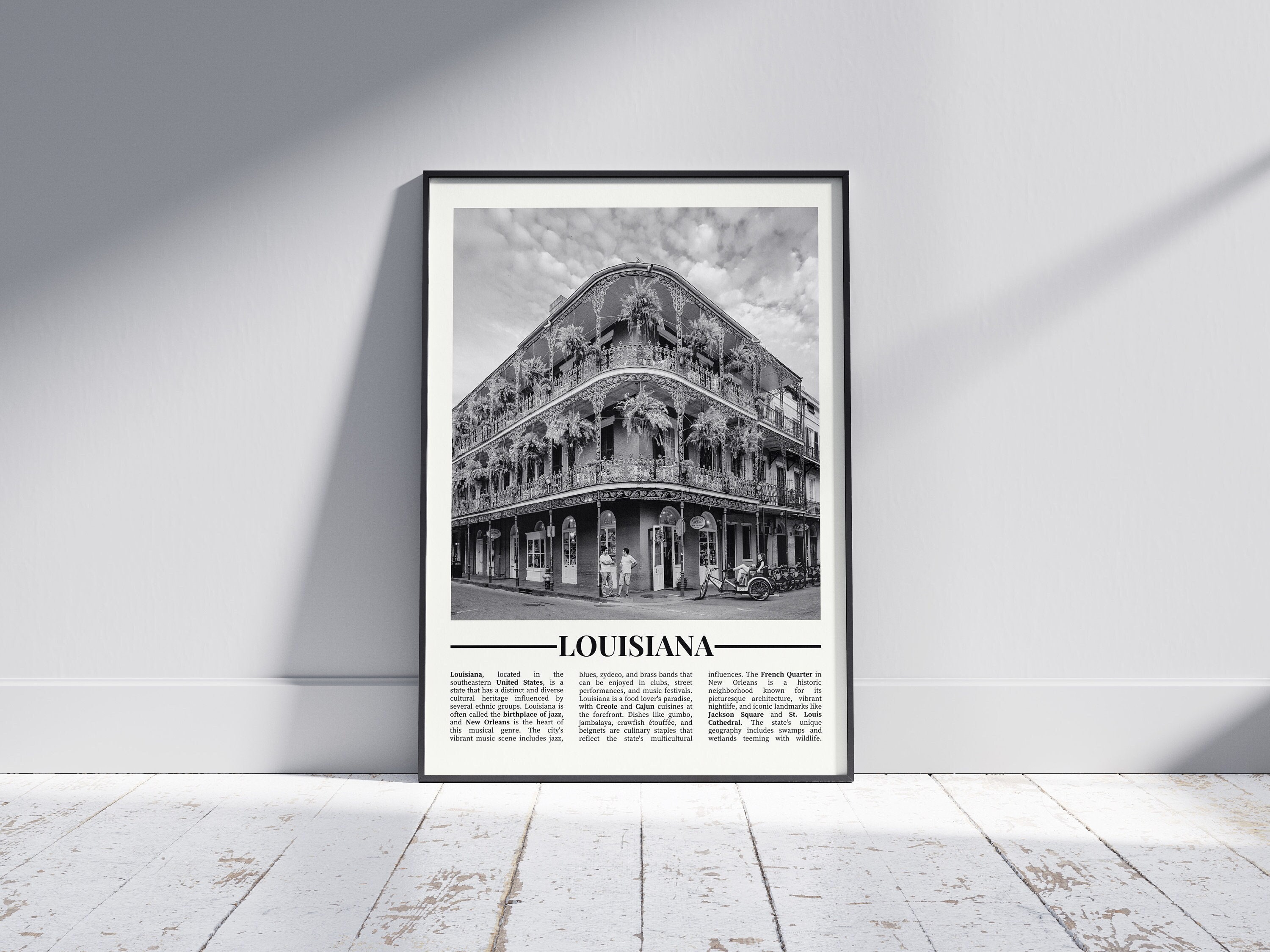 Louisiana Black and White Poster, Louisiana Print, Louisiana Wall Art ...