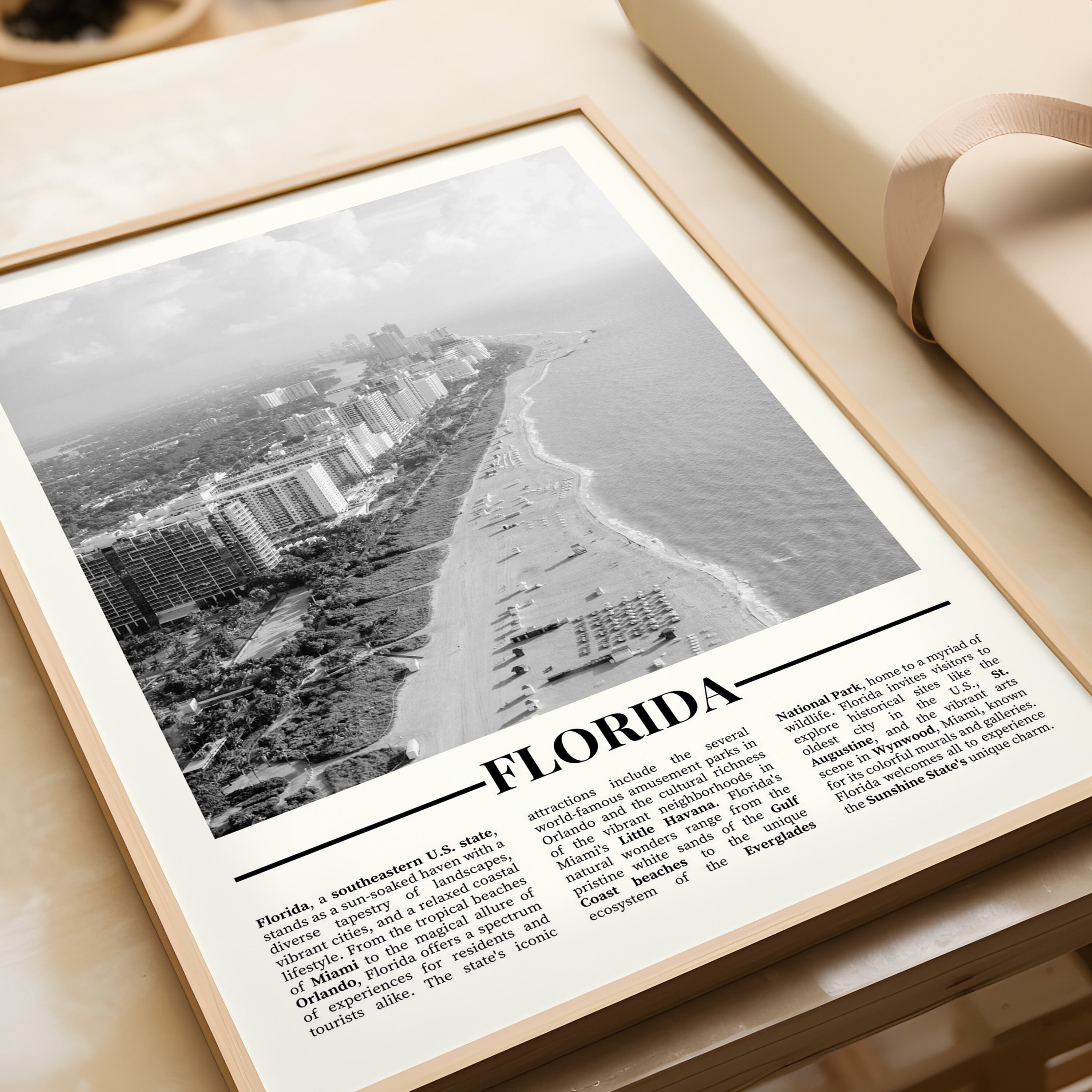 Florida Black and White Poster, Florida Print, Florida Wall Art ...