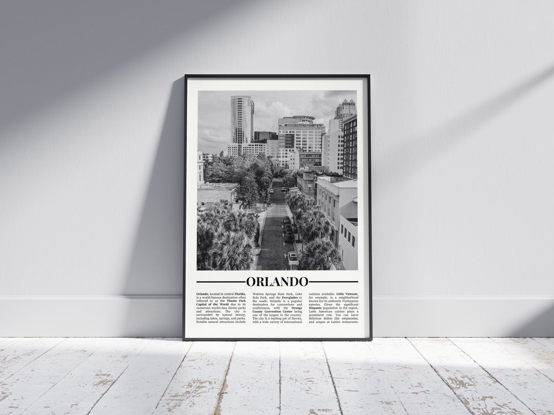 Orlando Black and White Poster, Orlando Print, Orlando Wall Art ...