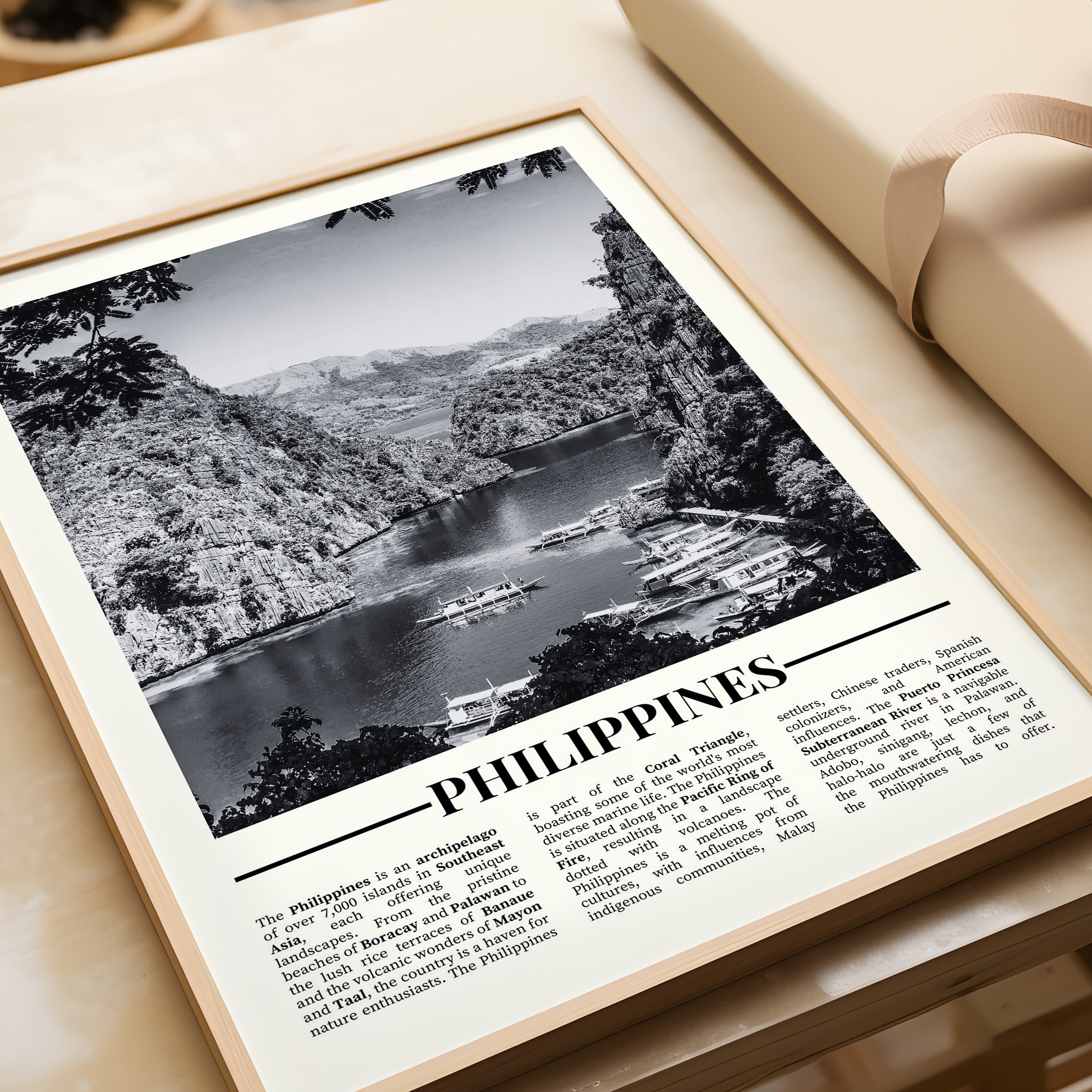 The Philippines Black and White Poster, Philippines Print, Philippines ...