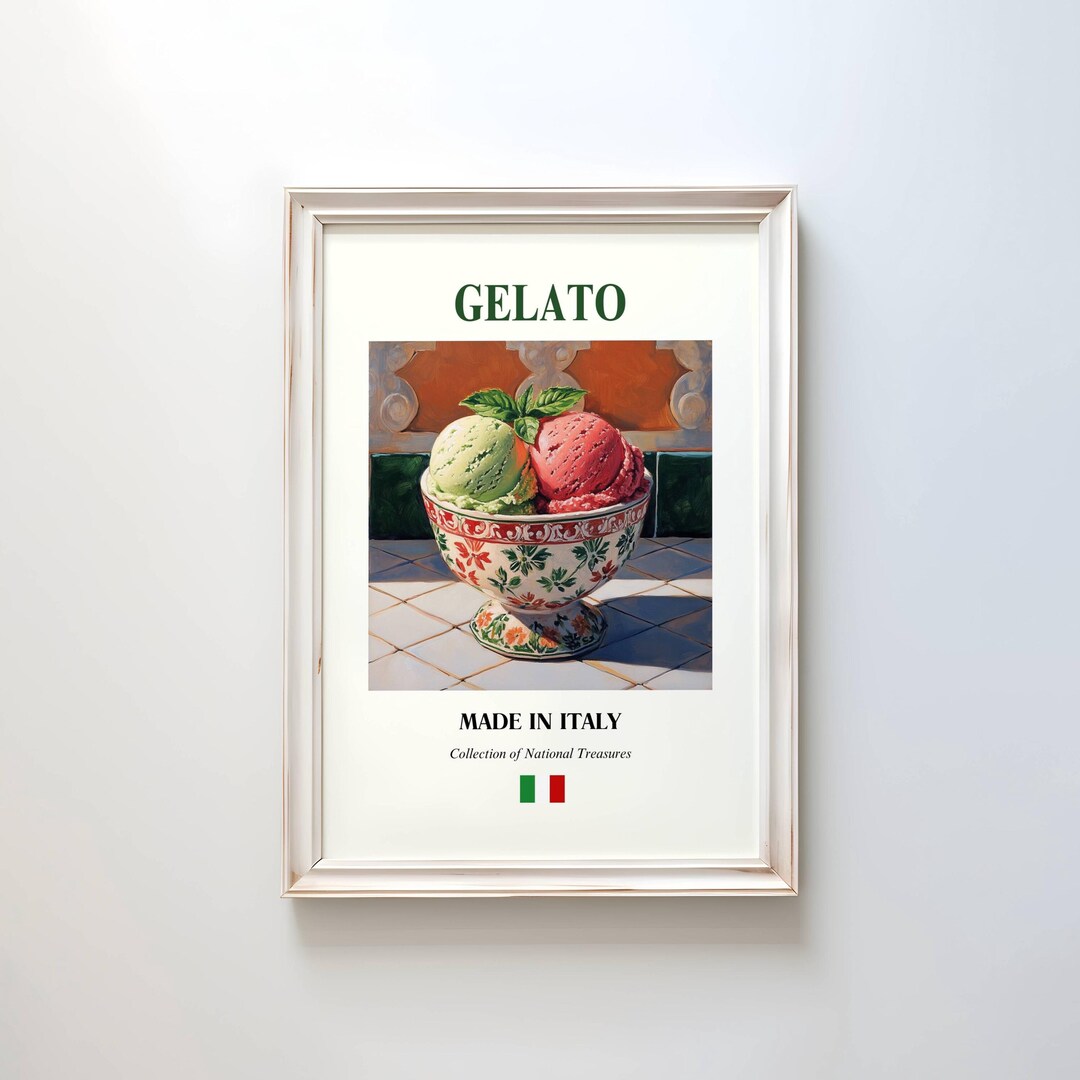 Gelato Poster, Traditional Italian Food Wall Art, Kitchen & Café Decor ...