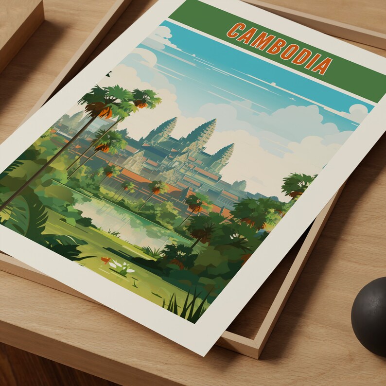 Cambodia Travel Poster, Cambodia Print, Cambodia Wall Art, Cambodia ...